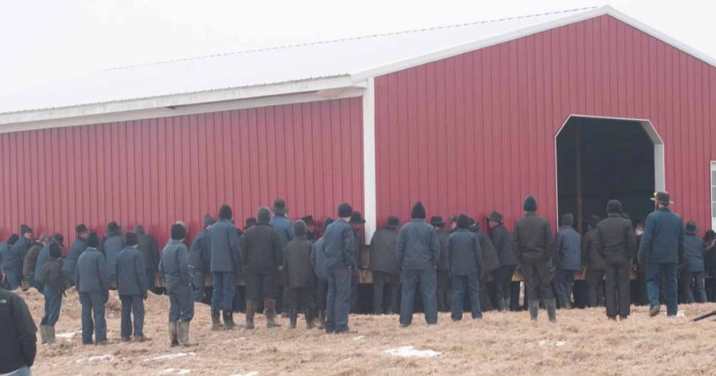 250 Amish men lift barn with their bare hands and move it 150 feet ...